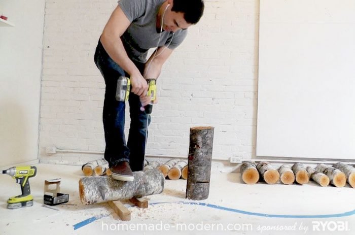 The EP14 Log Lounger is made from salvaged log pieces