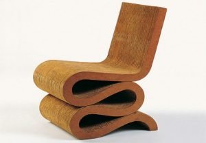 Frank Gehry's cardboard Wiggle Side Chair